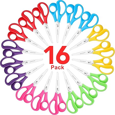 Amazon.com: Scissors, BURVAGY 6" Multipurpose Scissors Bulk 16-Pack ...