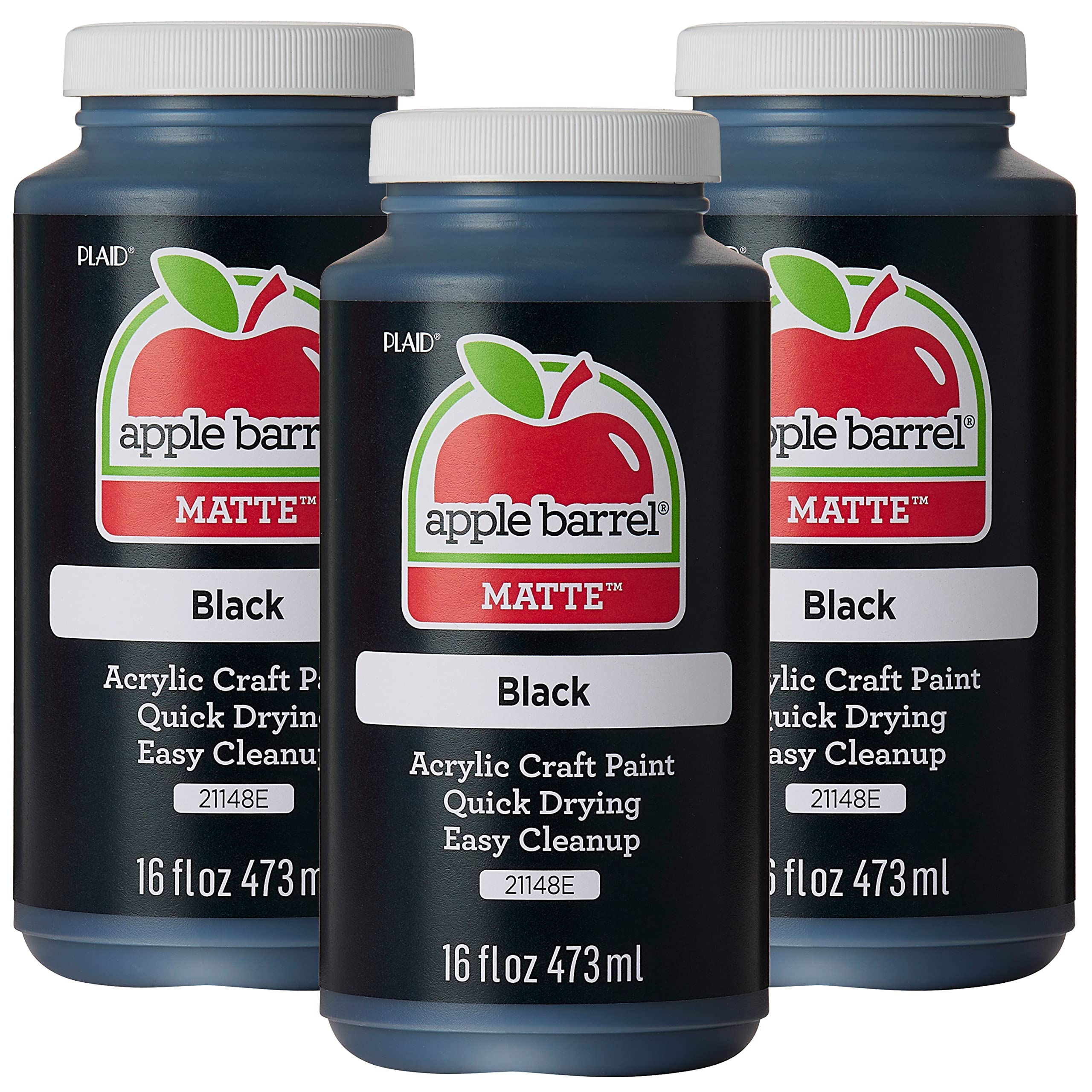 Amazon.com: Apple Barrel Acrylic Paint, Black 16 oz, 21148EA- (Pack of 3)
