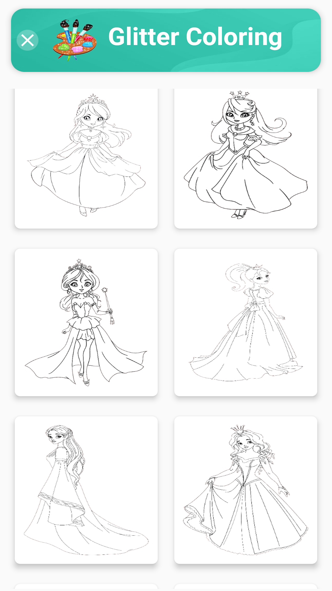 glitter coloring game for Princess drawing pages - App on Amazon Appstore