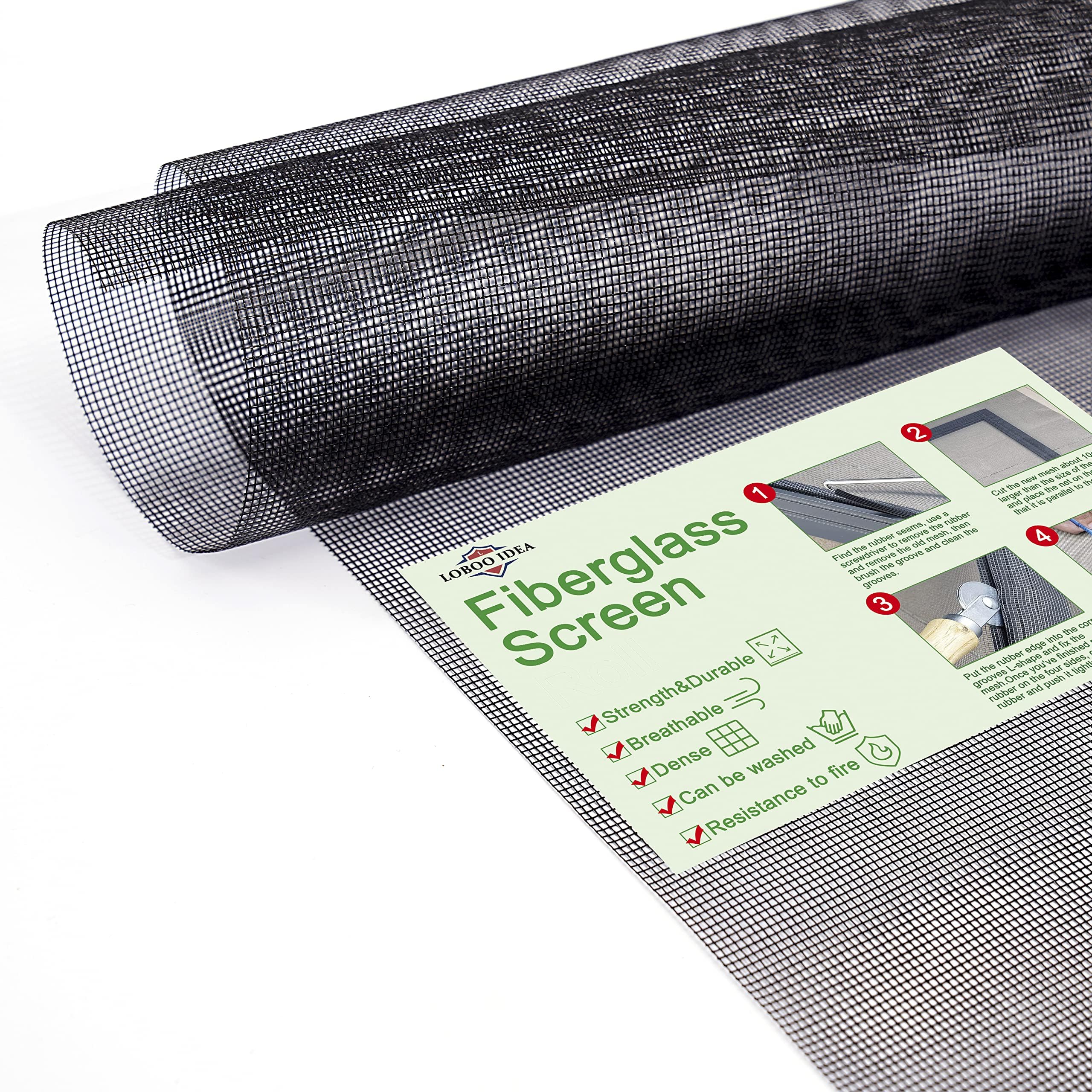 Stockroom Plus Replacement Black Fiberglass Window Screen Mesh Roll for ...