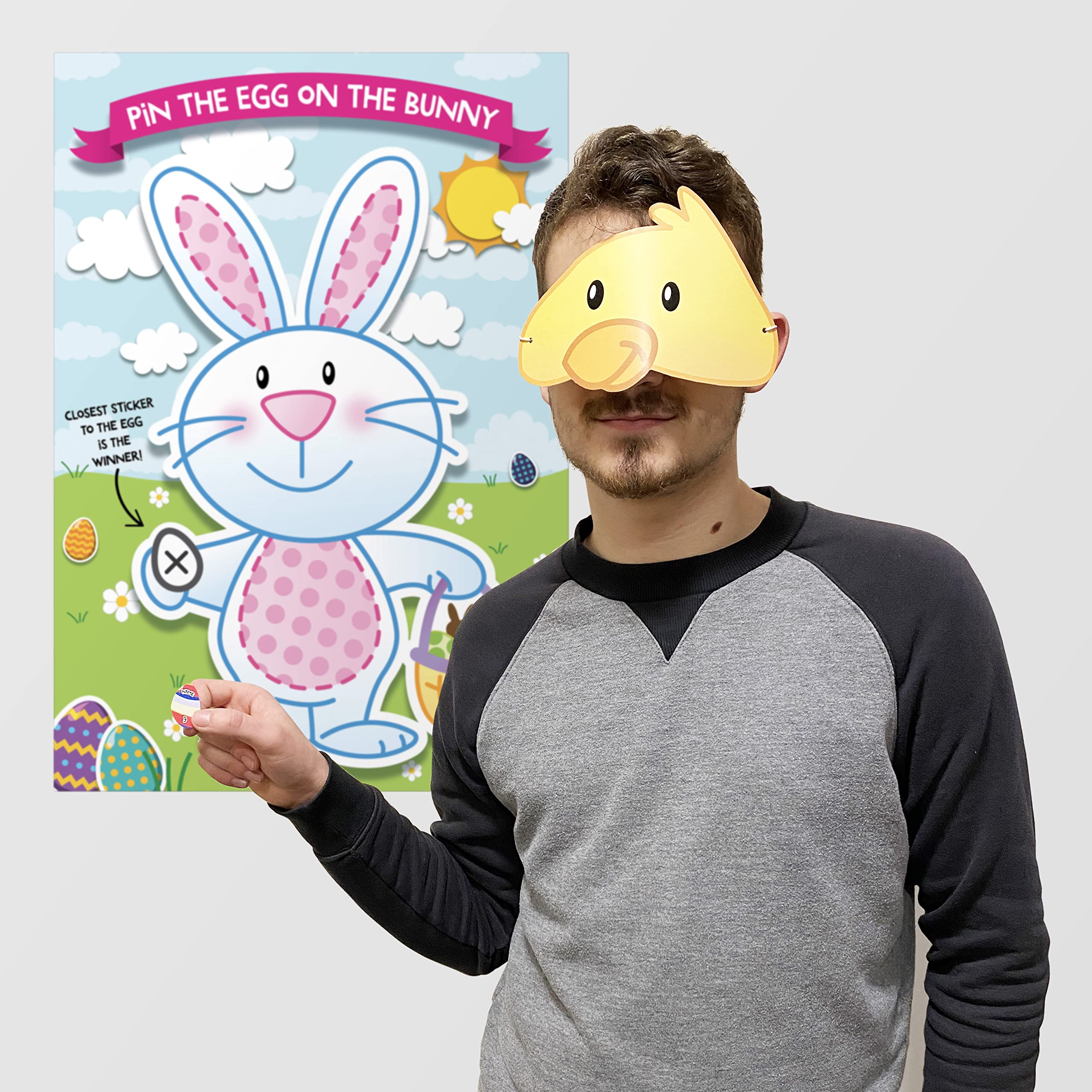 Pin The Eggs Sticker Game With Bunnies Pin The Eggs Easter Party Game ...