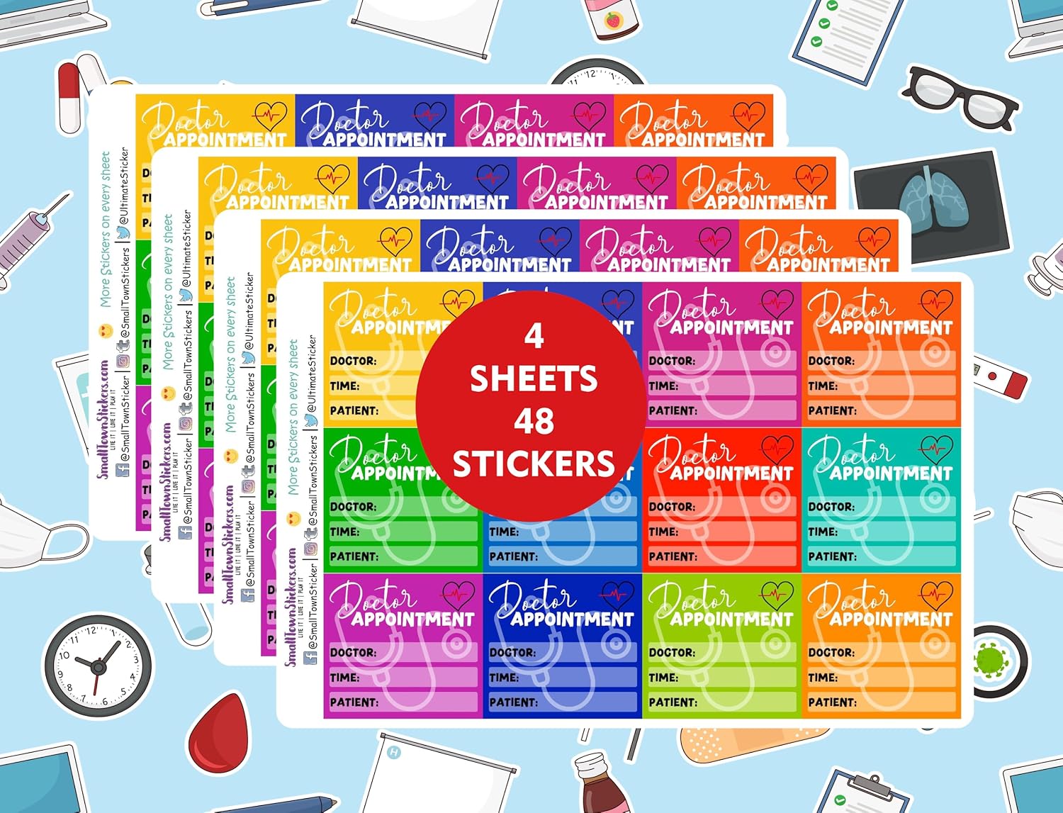 Amazon.com: 48 Pack Doctor Appointment Planner Stickers/Health wellness ...