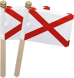 Amazon.com : TSMD Alabama AL State Flag on Wood Stick Small Mini Hand ...