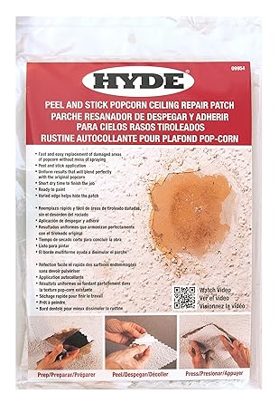 Hyde 09954 Popcorn Ceiling Patch Repair Kit, White, 2 9x6-inch Patches ...