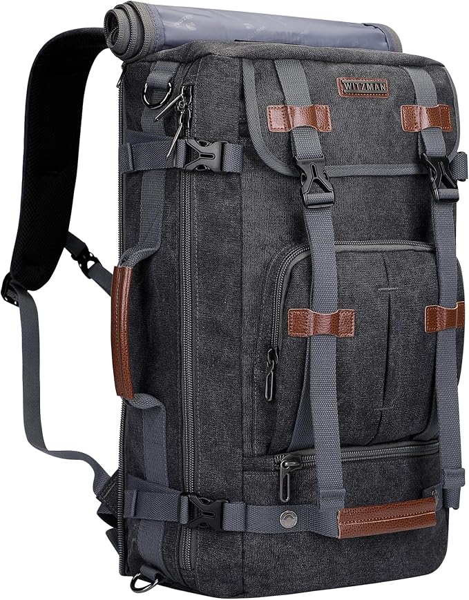 WITZMAN Canvas Backpack Vintage Travel Backpack for Men Large Weekender ...