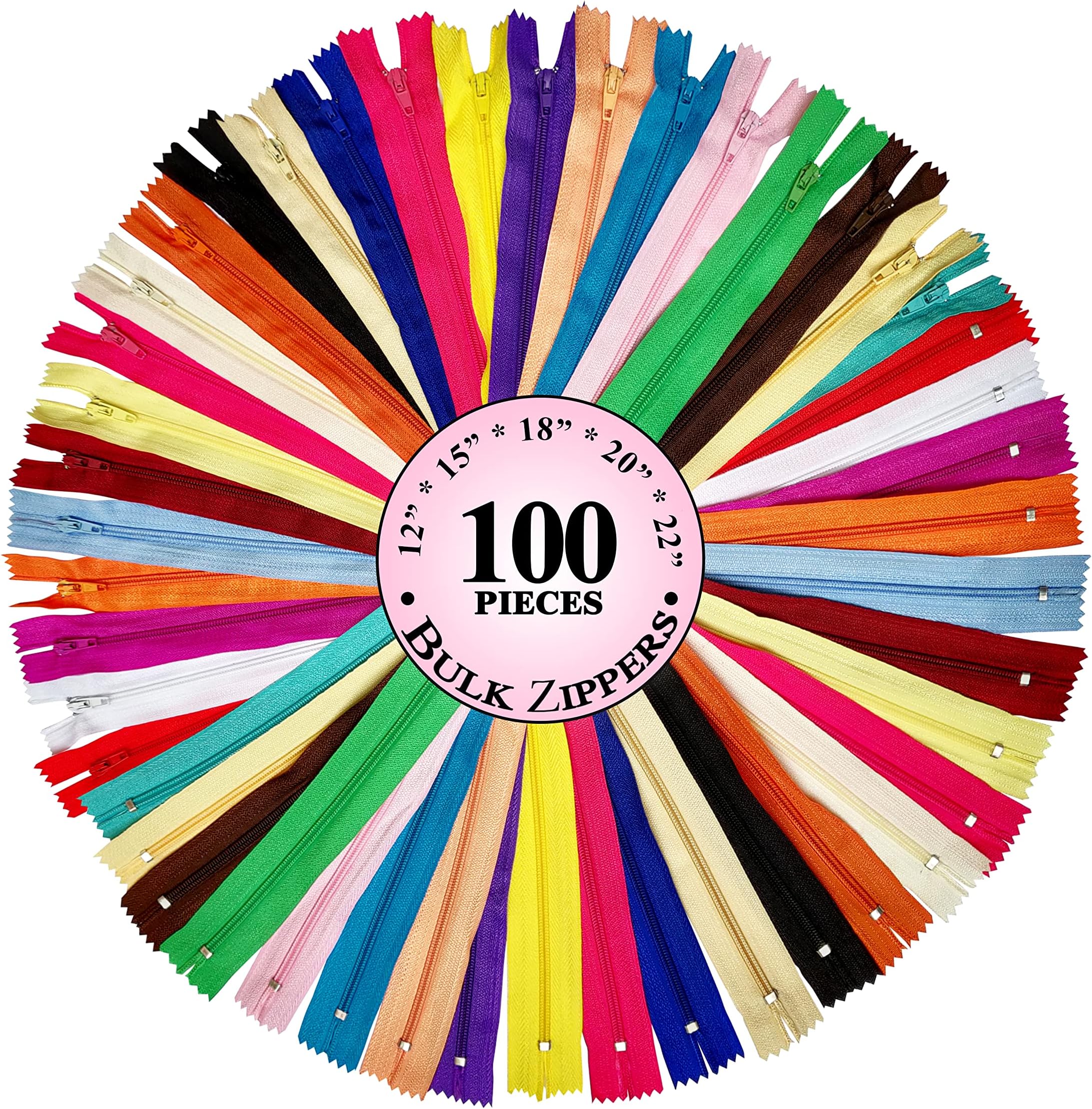 Zips Sorted 39 Zip Fasteners in Assorted Colors, 22 cm (8.5 Inch ...