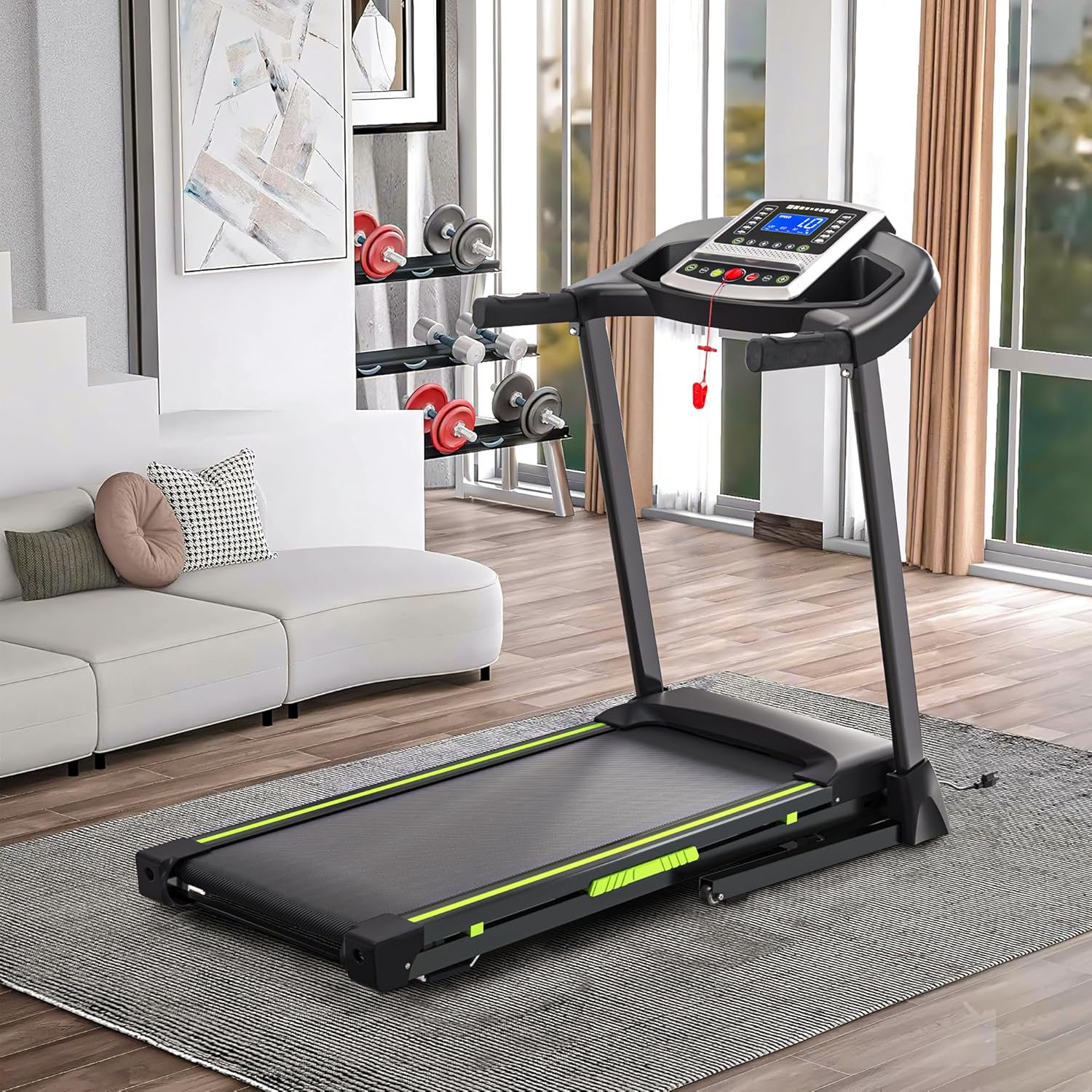 Folding Treadmills for HomeOffice-3.5 HP 330lbs Weight Capacity ...
