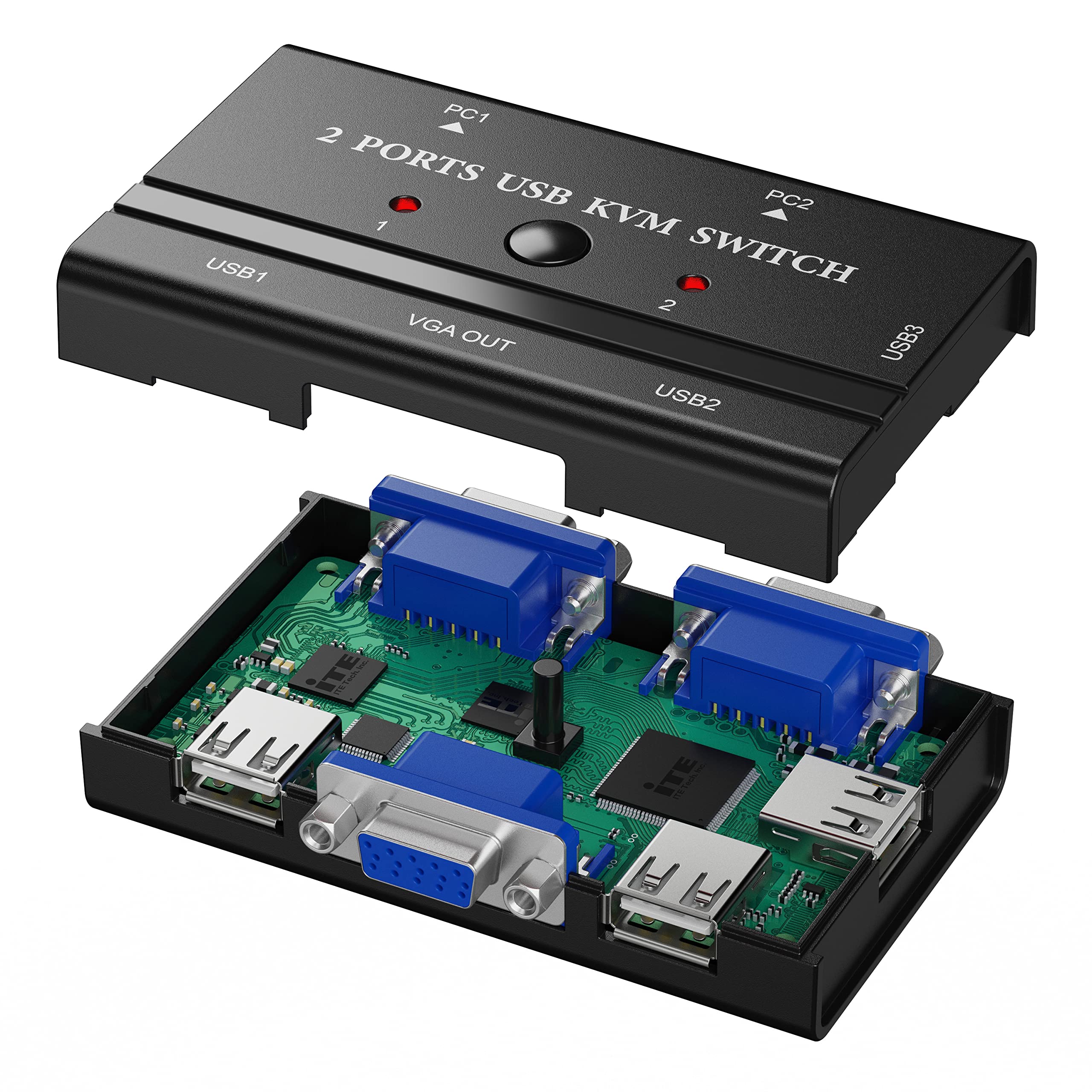 Snapklik.com : Rybozen 2 Port USB VGA KVM Switch