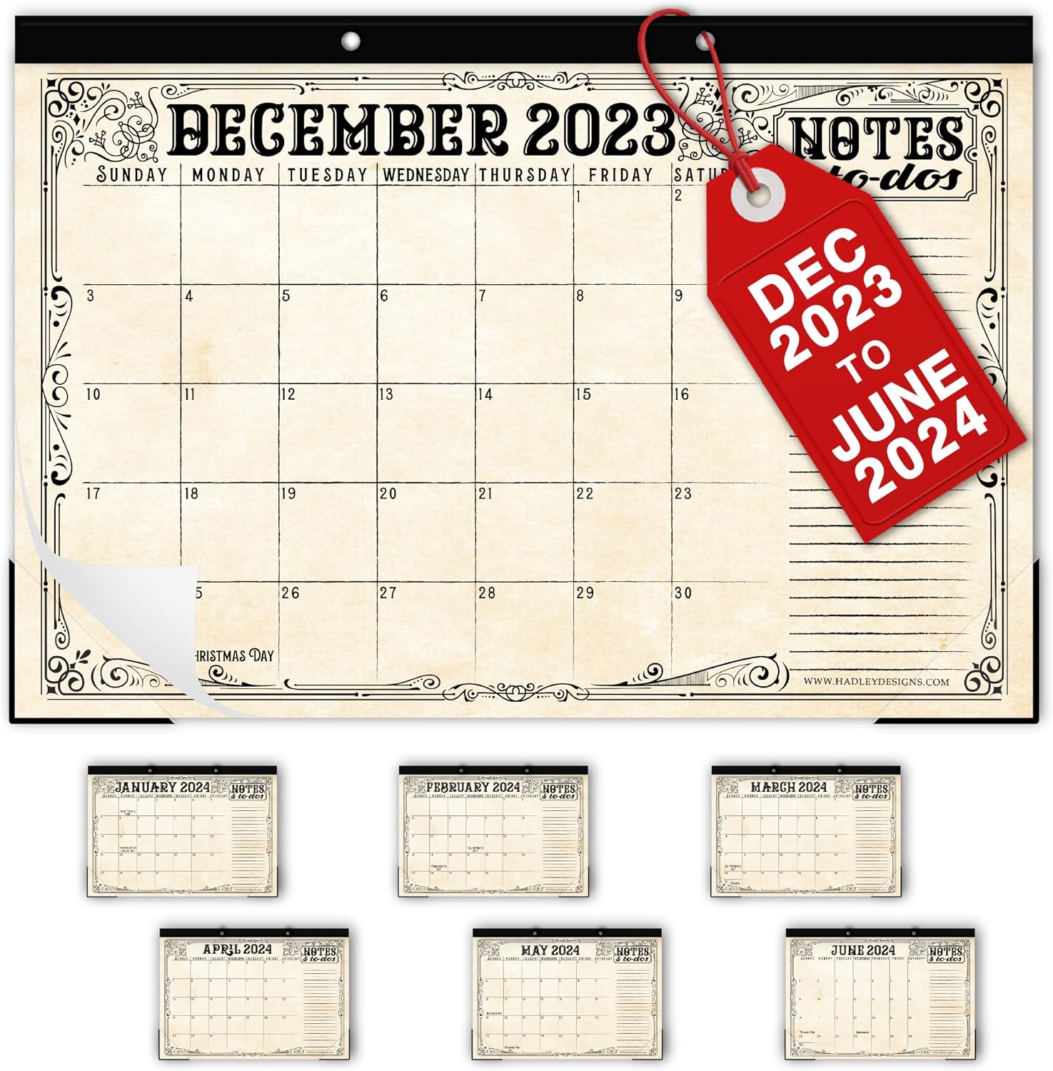 Vintage Teacher Desk Calendar 2023-2024 - Academic Desk Calendar 2023 ...
