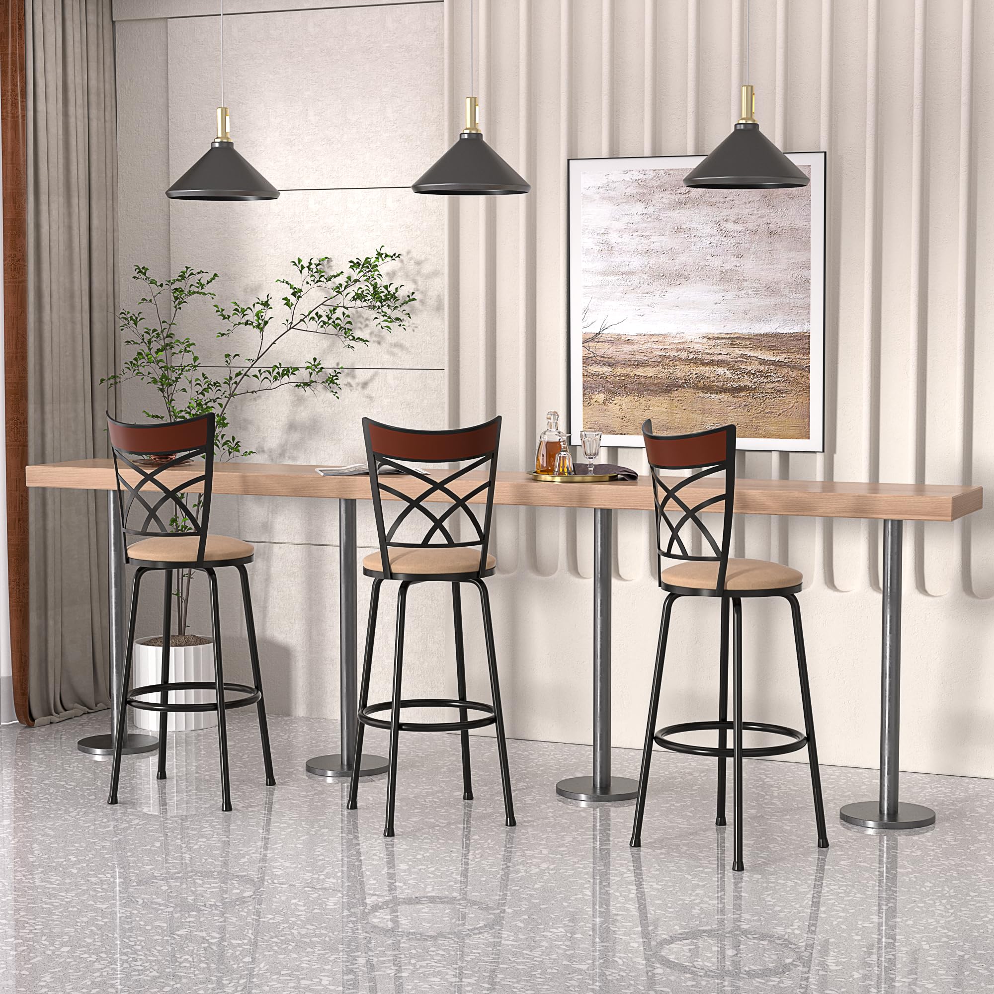 VECELO Barstools, Adjustable Counter Stools,Steel Bistro Pub Chairs,Bar ...