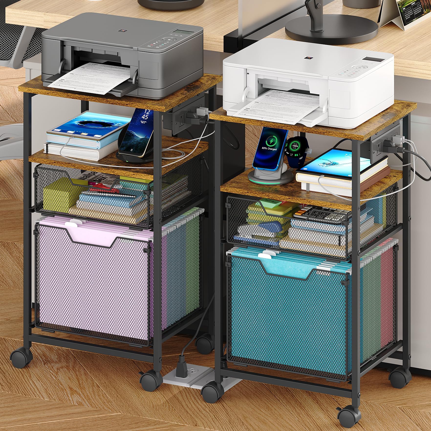 Amazon.com: 4-Tier Rolling File Cart with Open Storage Shelf, 2 Drawer ...