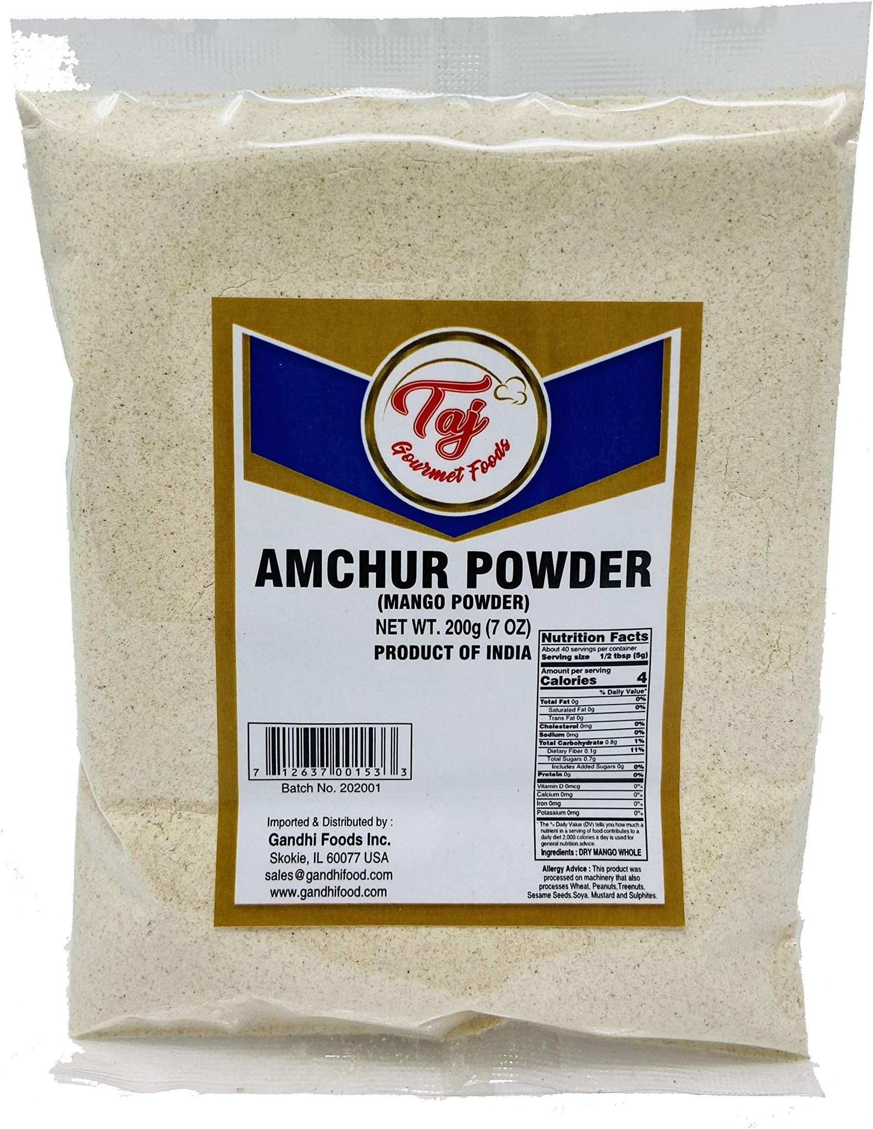 Amazon.com : TAJ Premium Indian Amchur Powder (Dried Mango Powder), (7 ...