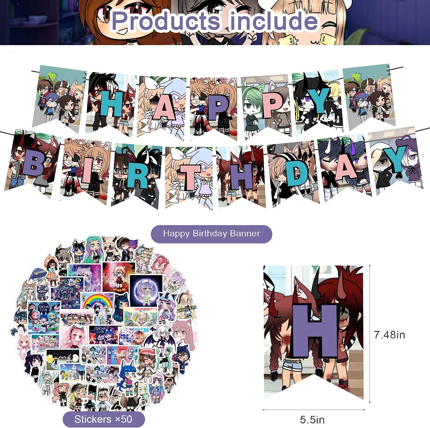 Buy Olyshicai Gacha Life Party Supplies, Cute Gacha Life Theme Birthday ...