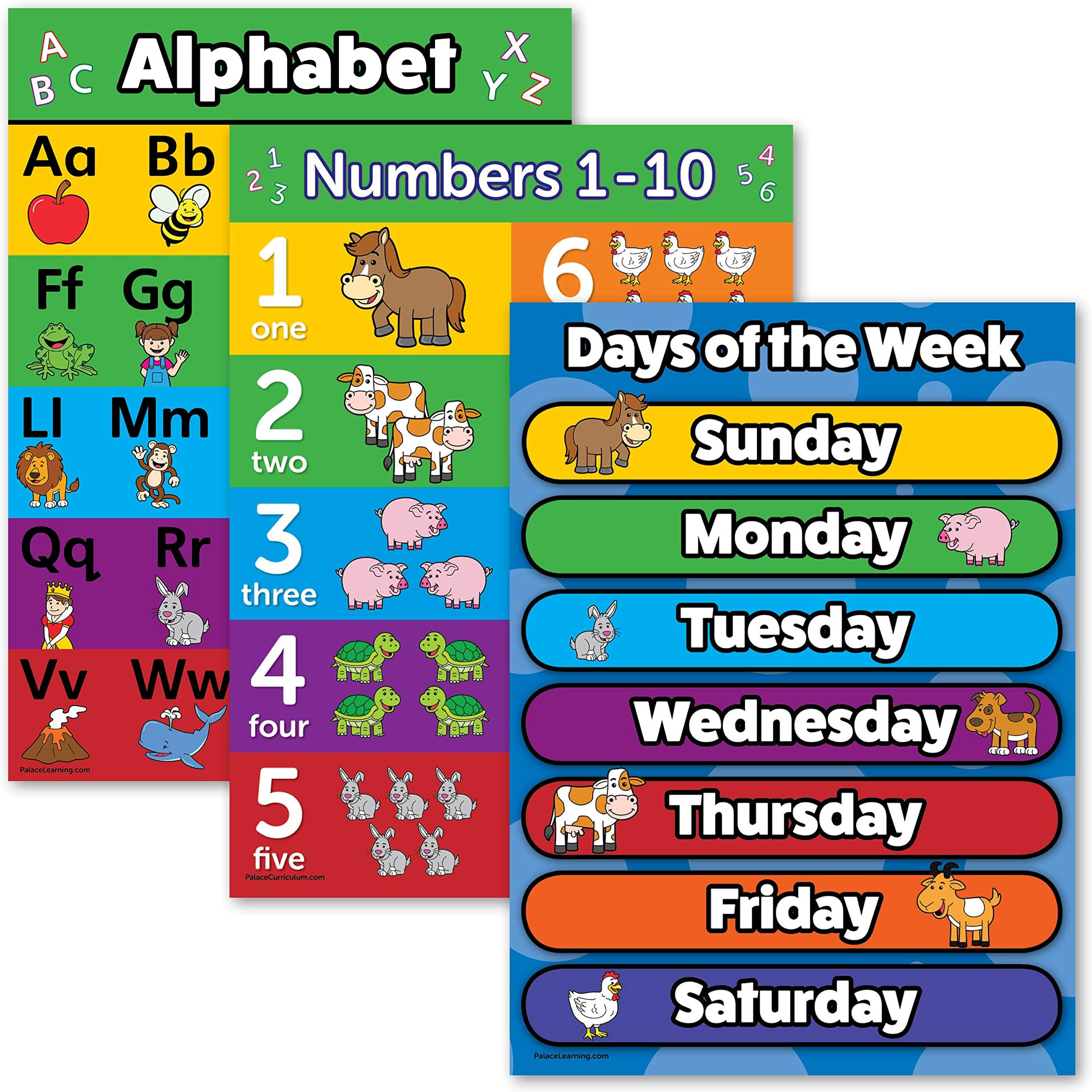 3 Pack Abc Alphabet Numbers 1 10 Days Of Week | Desertcart INDIA