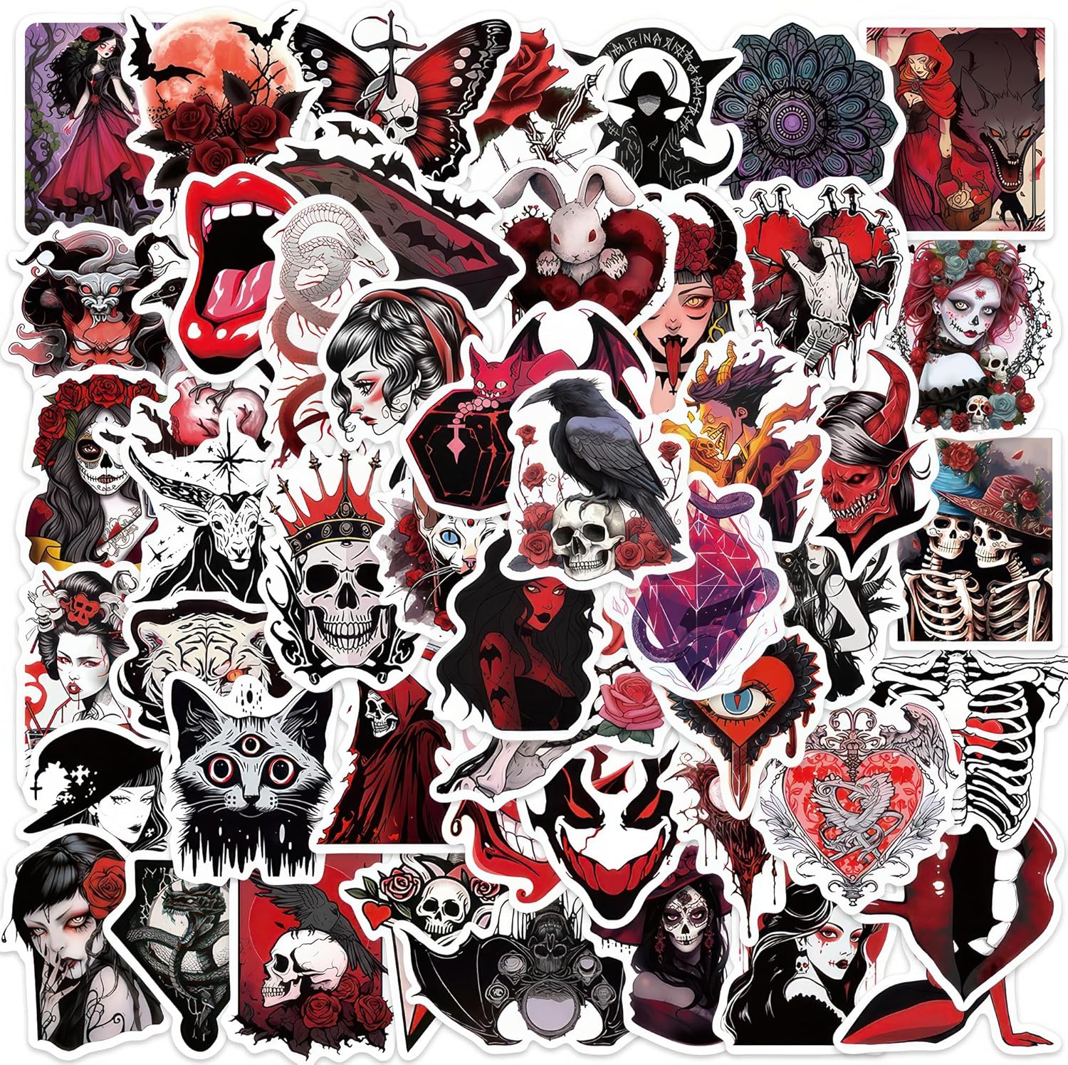 Amazon.com: Horror Stickers 50 Pcs Goth Stickers Aesthetic Red Spooky ...