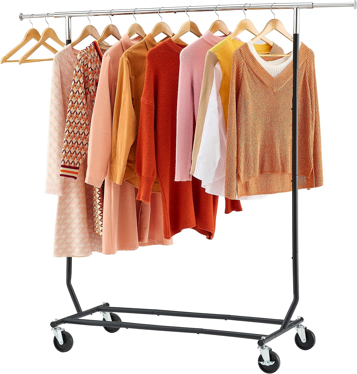 Amazon.com: Tajsoon Collapsible Clothes Rack,Heavy Duty Double Rods ...