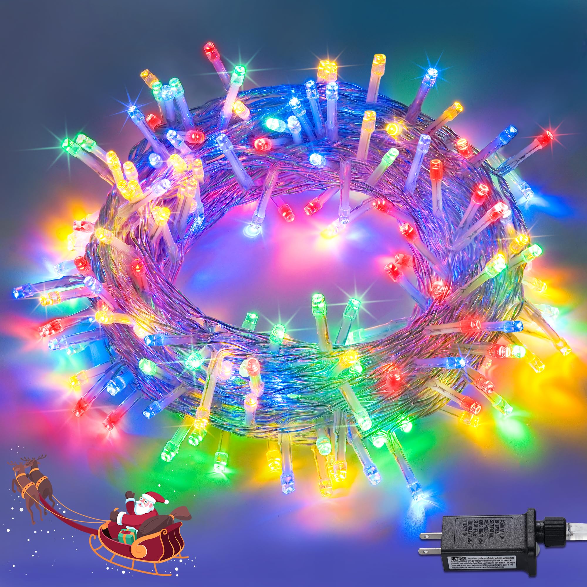 LED Multicolor Christmas Lights Indoor - 200 Twinkle Lights Outdoor ...