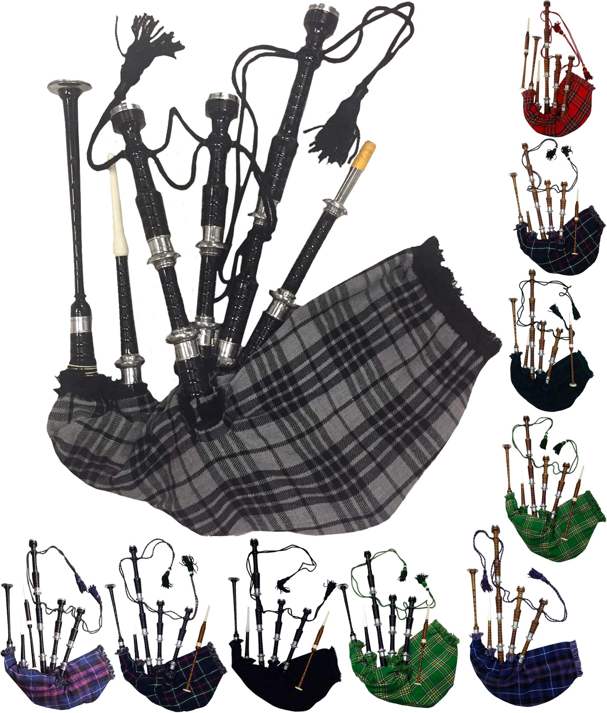Amazon.com: AAR Scottish Full Size Bagpipe Rosewood or Black Finish ...
