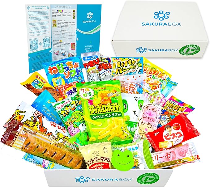Sakura Box Japanese Vegetarian Snacks & Candy 30 Piece Dagashi Set ...