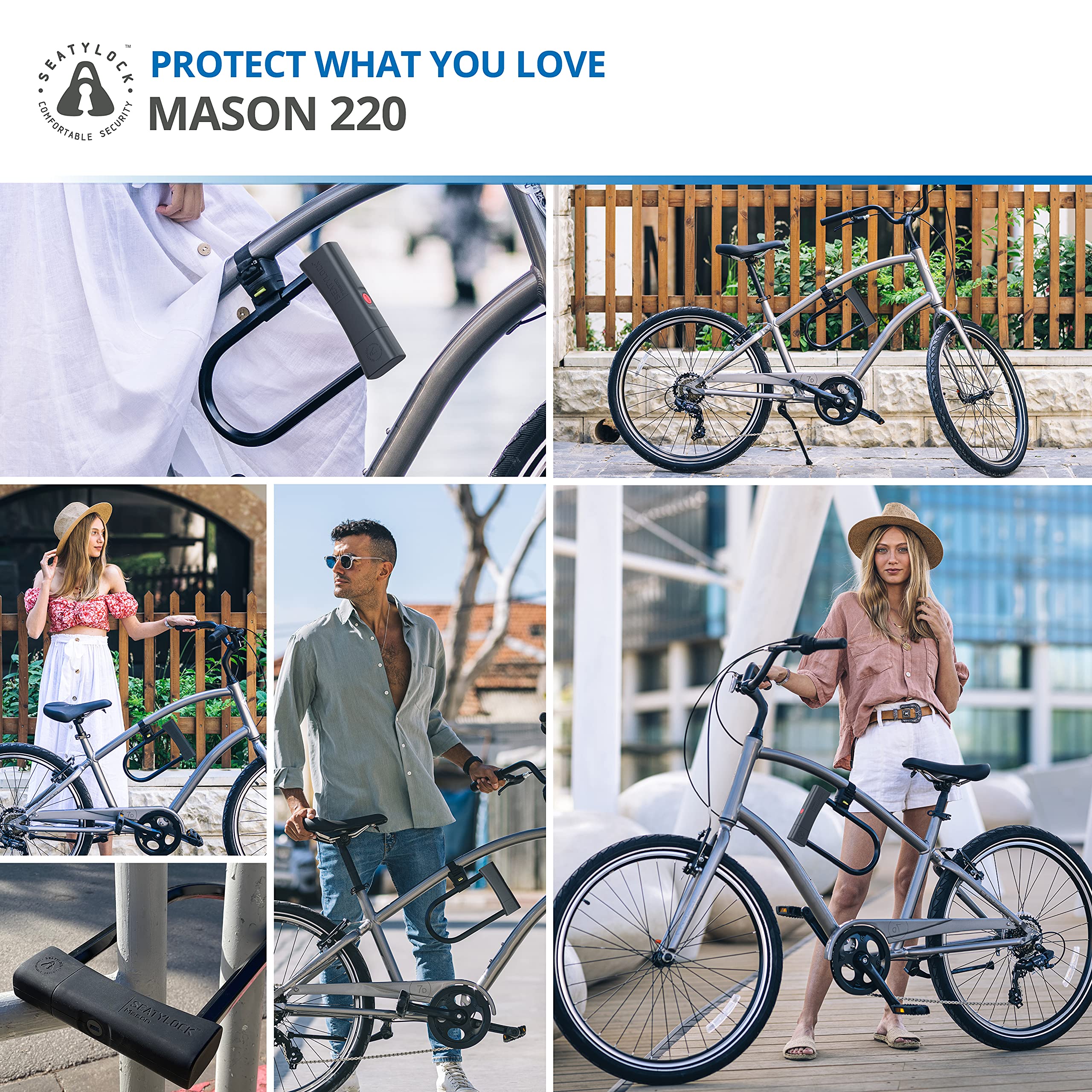 Snapklik.com : SeatyLock Mason Bike U Lock - Patented Heavy Duty Anti ...