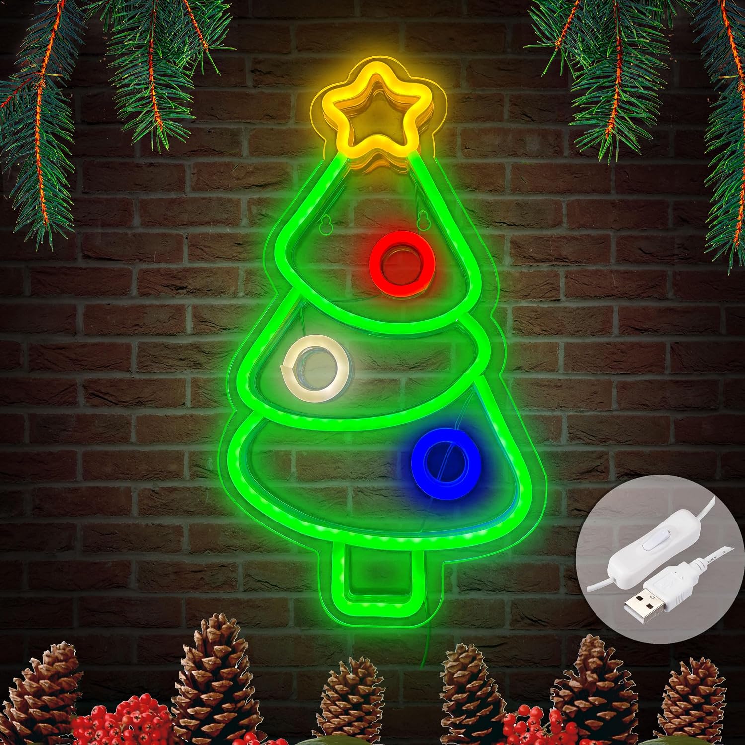 SmilingTown Christmas Neon Signs for Wall Decor USB Operated Neon Art ...
