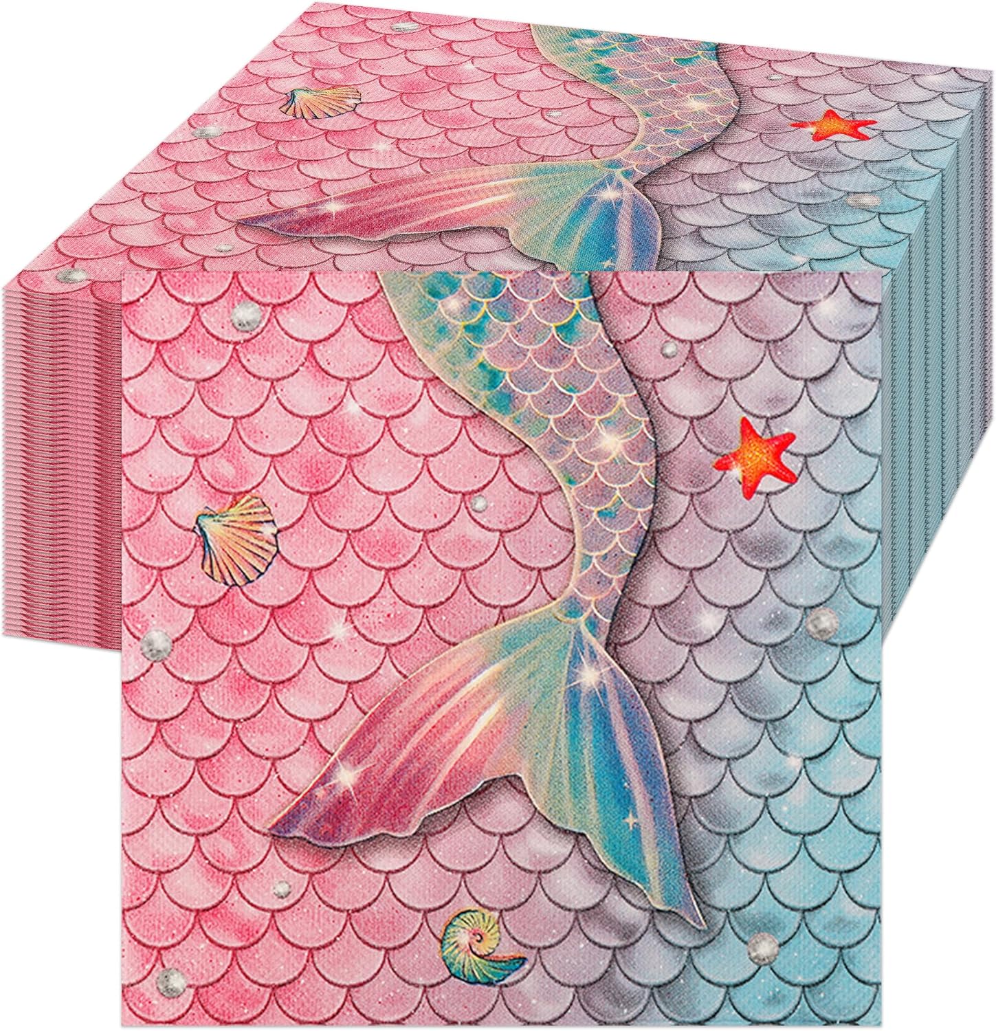 Amazon.com: Conzon 60 PCS Mermaid Napkins - Disposable Paper Napkins for Women Girls Birthday ...