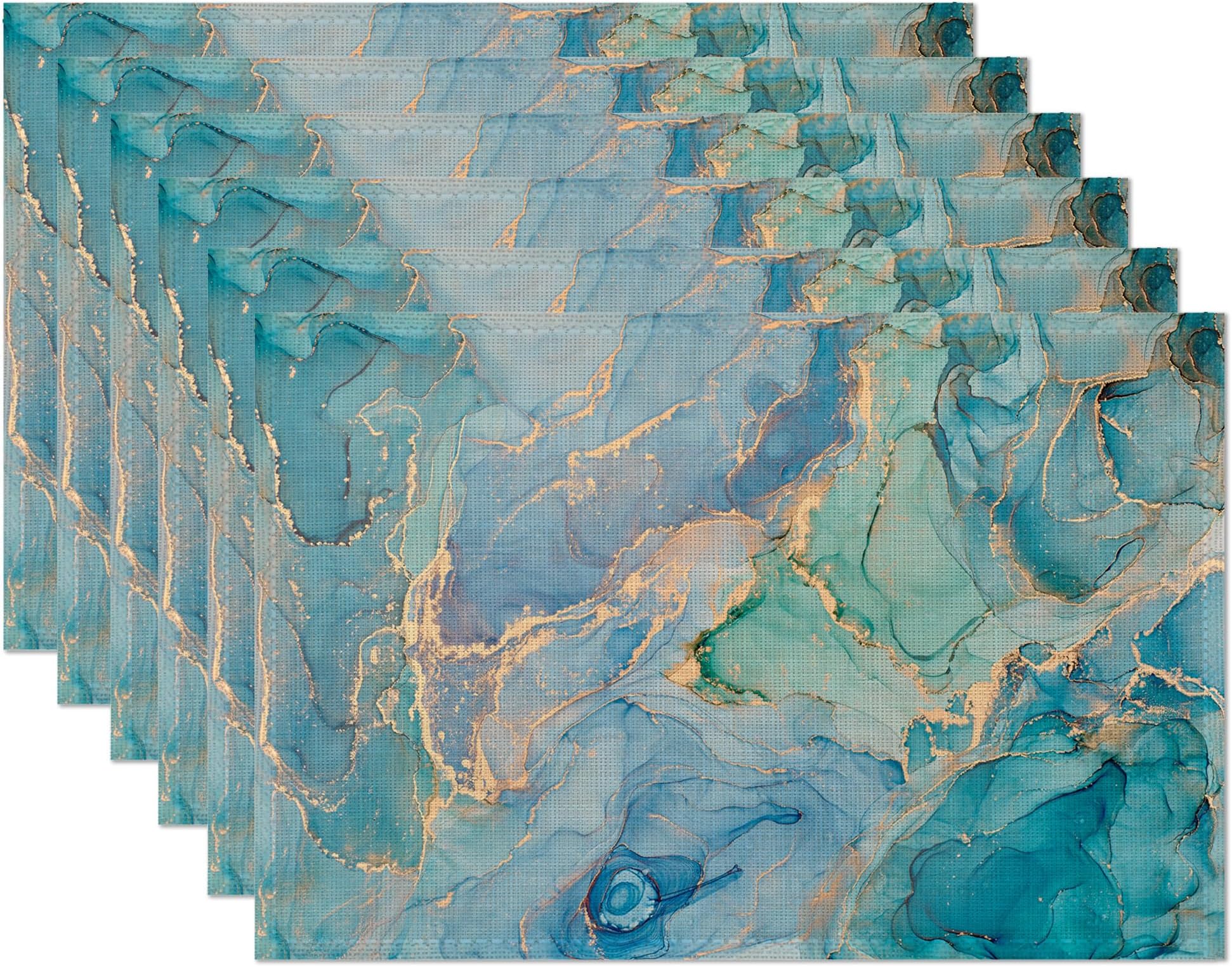 Amazon.com: ALAZA Turquoise Blue Placemats for Dining Table Heat ...