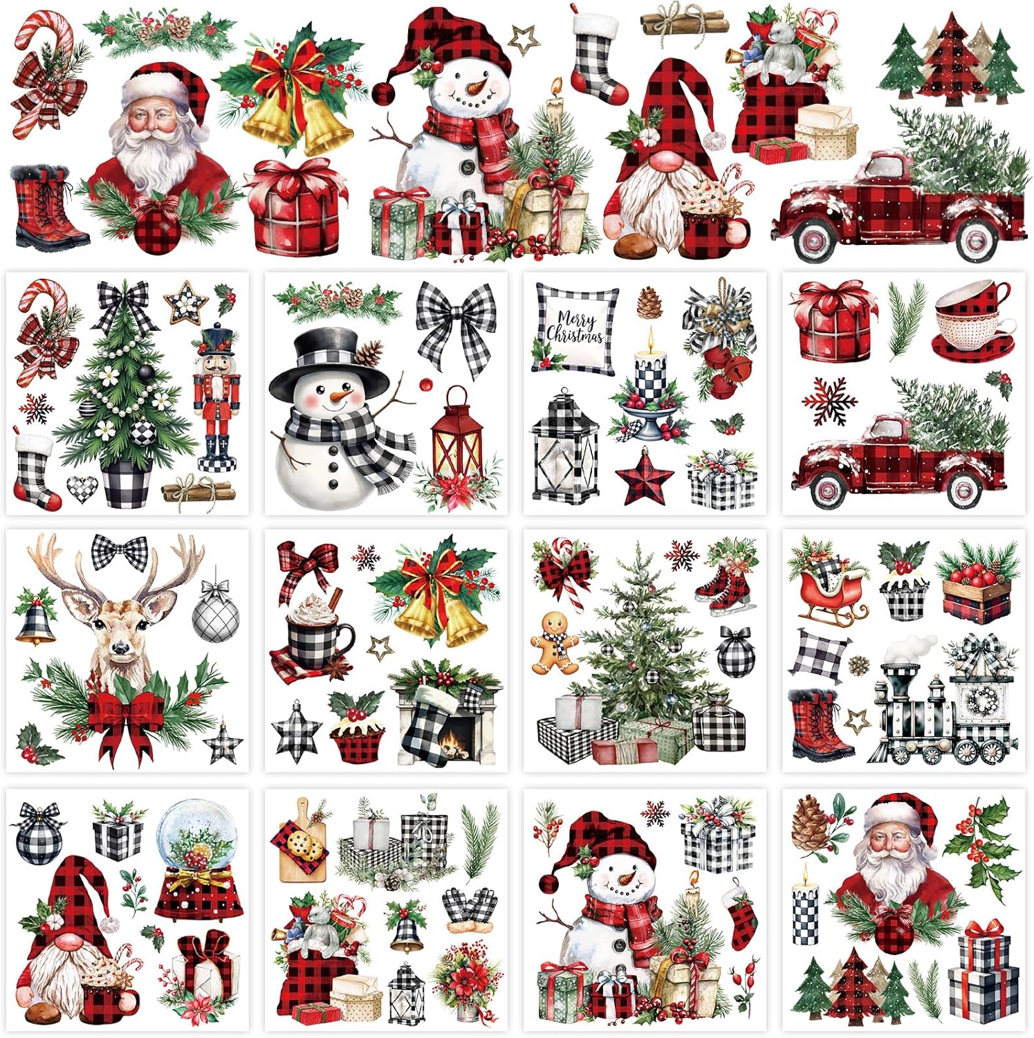 Amazon.com: Whaline 12 Sheets Christmas Rub on Transfer for Crafts ...