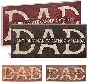 Amazon.com: Personalized Dad Sign with Names, Engraved Wood - 4 Colors ...