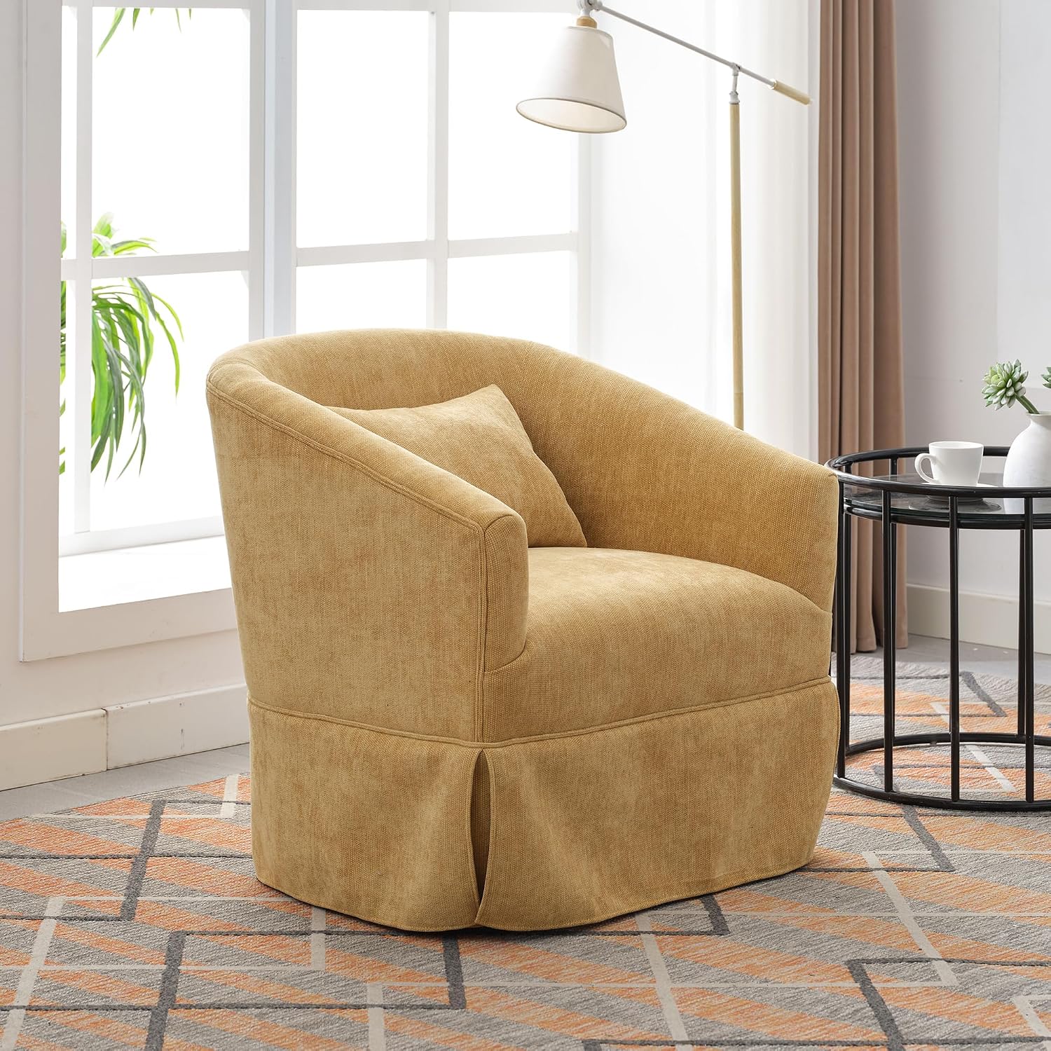 Amazon.com: KINFFICT Swivel Accent Barrel Chair, Modern Single Sofa ...
