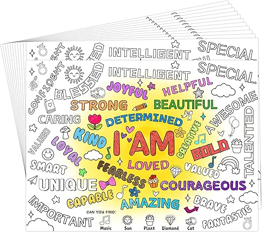 Amazon.com: 45pcs Positive Affirmations Disposable Coloring Placemats ...