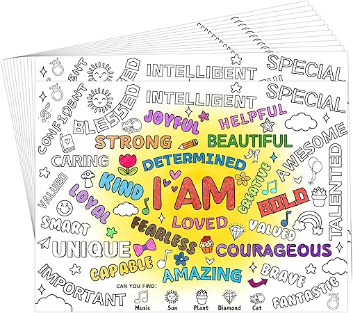 Amazon.com: 45pcs Positive Affirmations Disposable Coloring Placemats ...