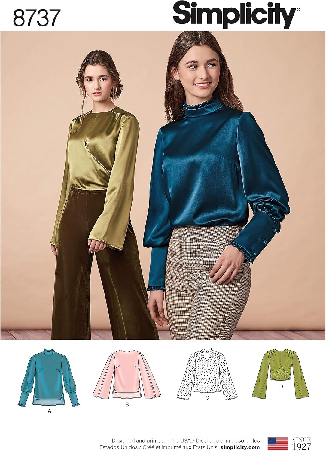 Amazon.com: Simplicity Sewing Pattern 8737 R5 Misses' Blouses, Size 14 ...