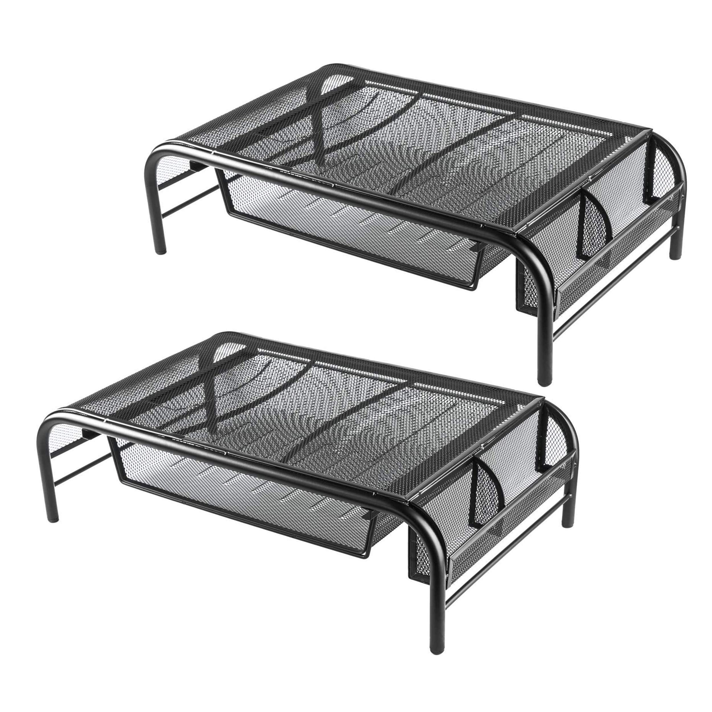 Buy Halter Mesh Monitor Stand Computer Desk Riser Shelf with Side ...