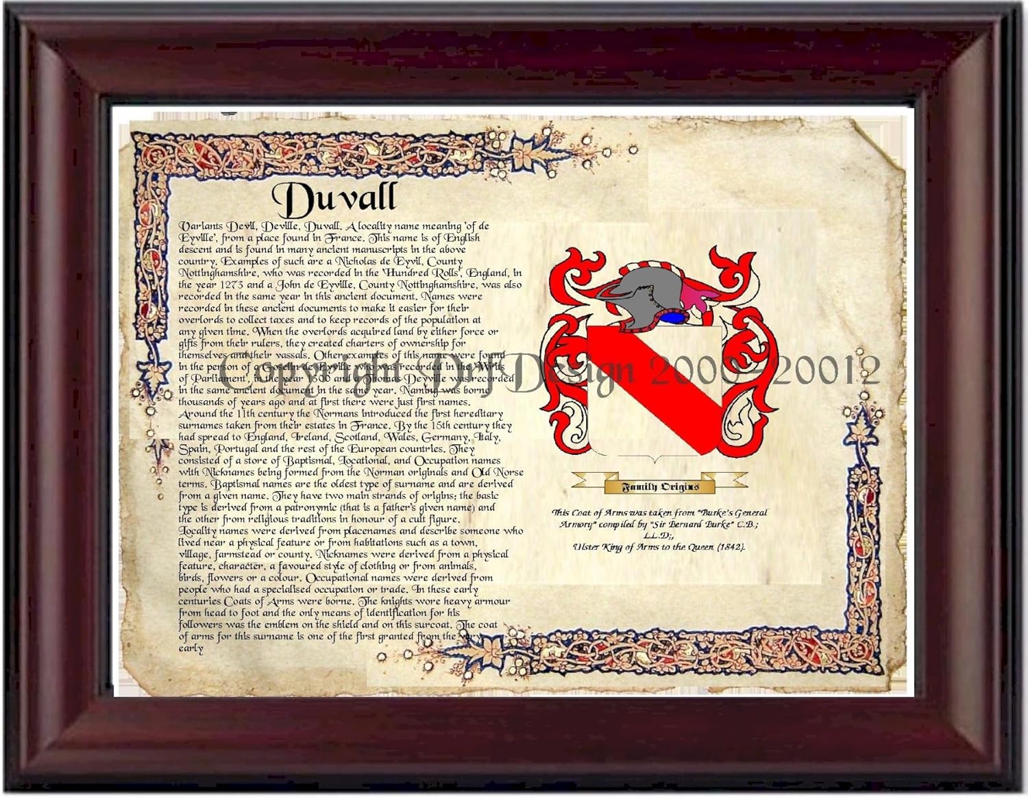Amazon.com: DRFdesign Duvall Coat of Arms/Family Crest on Fine Paper ...