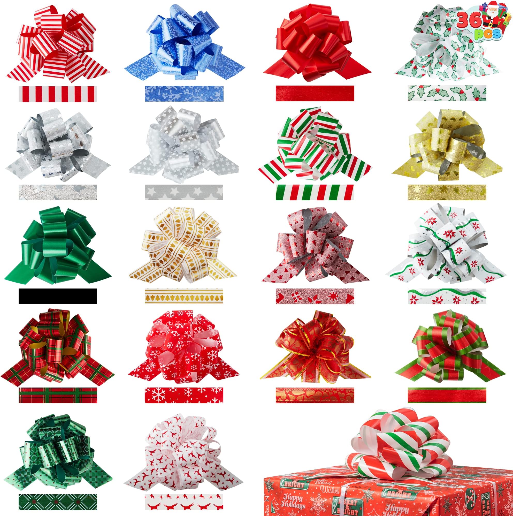 Amazon.com: JOYIN 36 PCS present Wrap with Ribbon Pull Bows 4.7", Pull ...