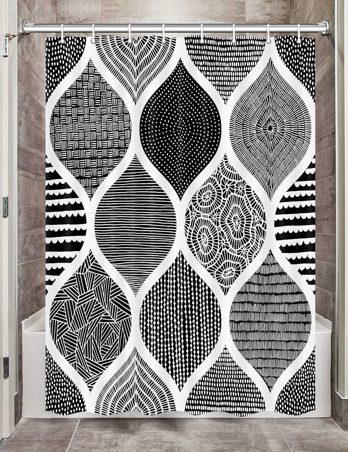 Amazon.com: JAWO Black and White Camper RV Shower Curtain for Travel ...