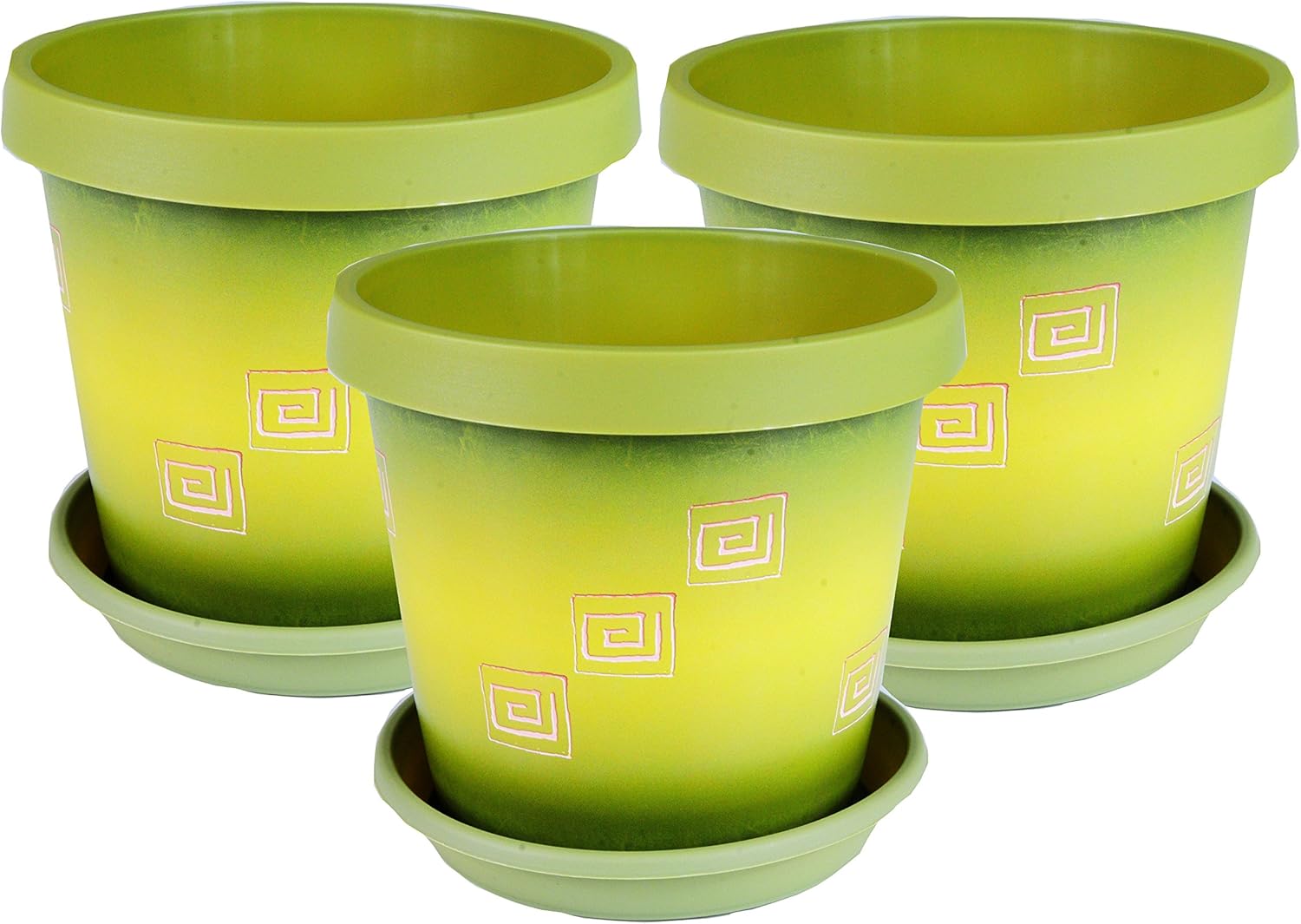 Amazon.com: Set of 3 coloured plant pots with saucer 17 cm - 6.7 inch ...
