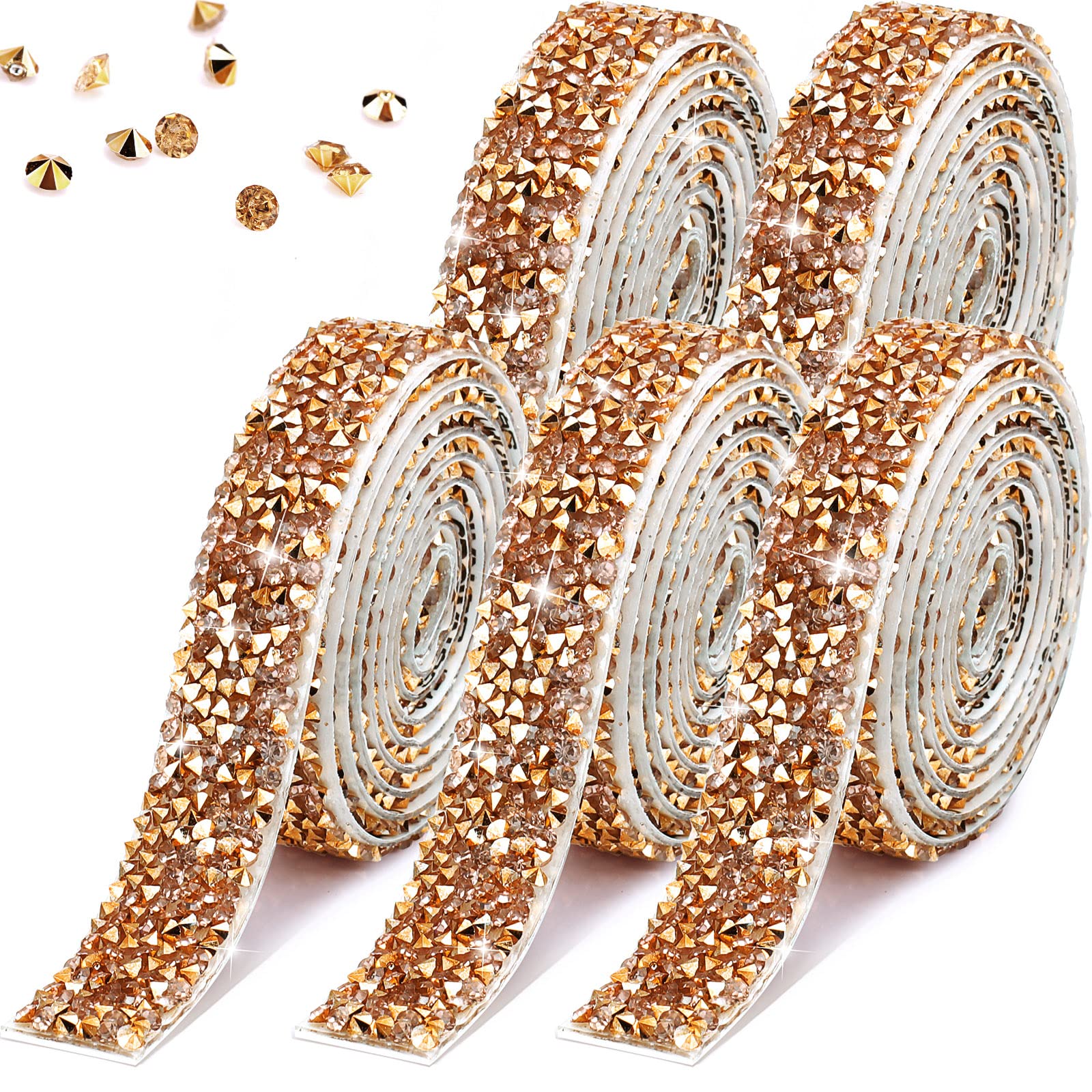 Amazon.com: 5 Rolls Crystal Rhinestone Ribbon Shiny Rhinestone Ribbon ...