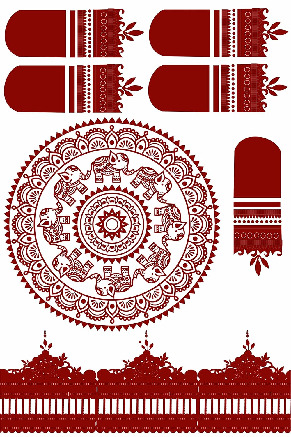 VANVATI Red Henna Mehndi With Mandala Design One Pair Both hand ...