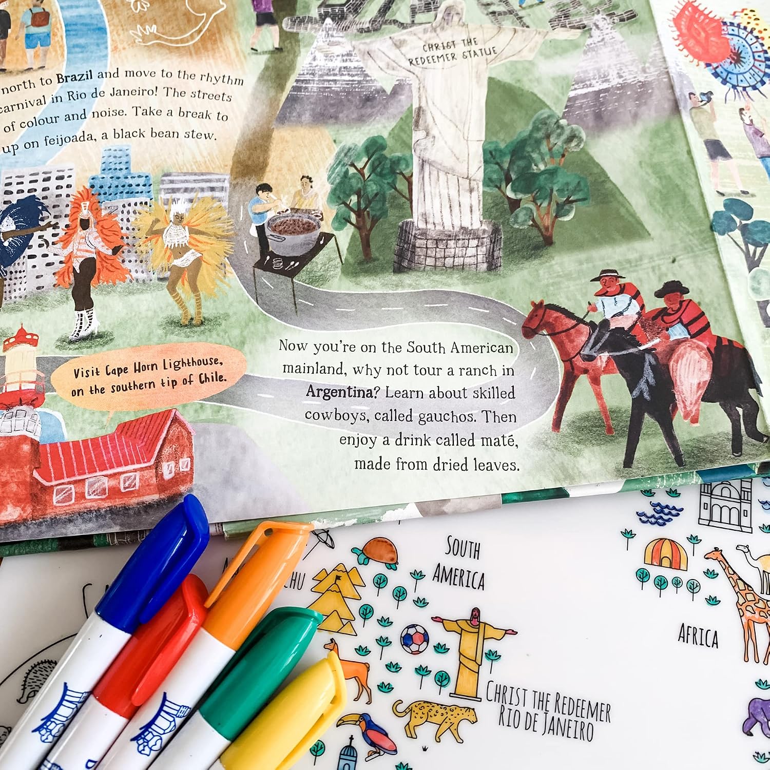 Reusable World Map Colouring Place mat. Contains a A3 Washable Silicone ...