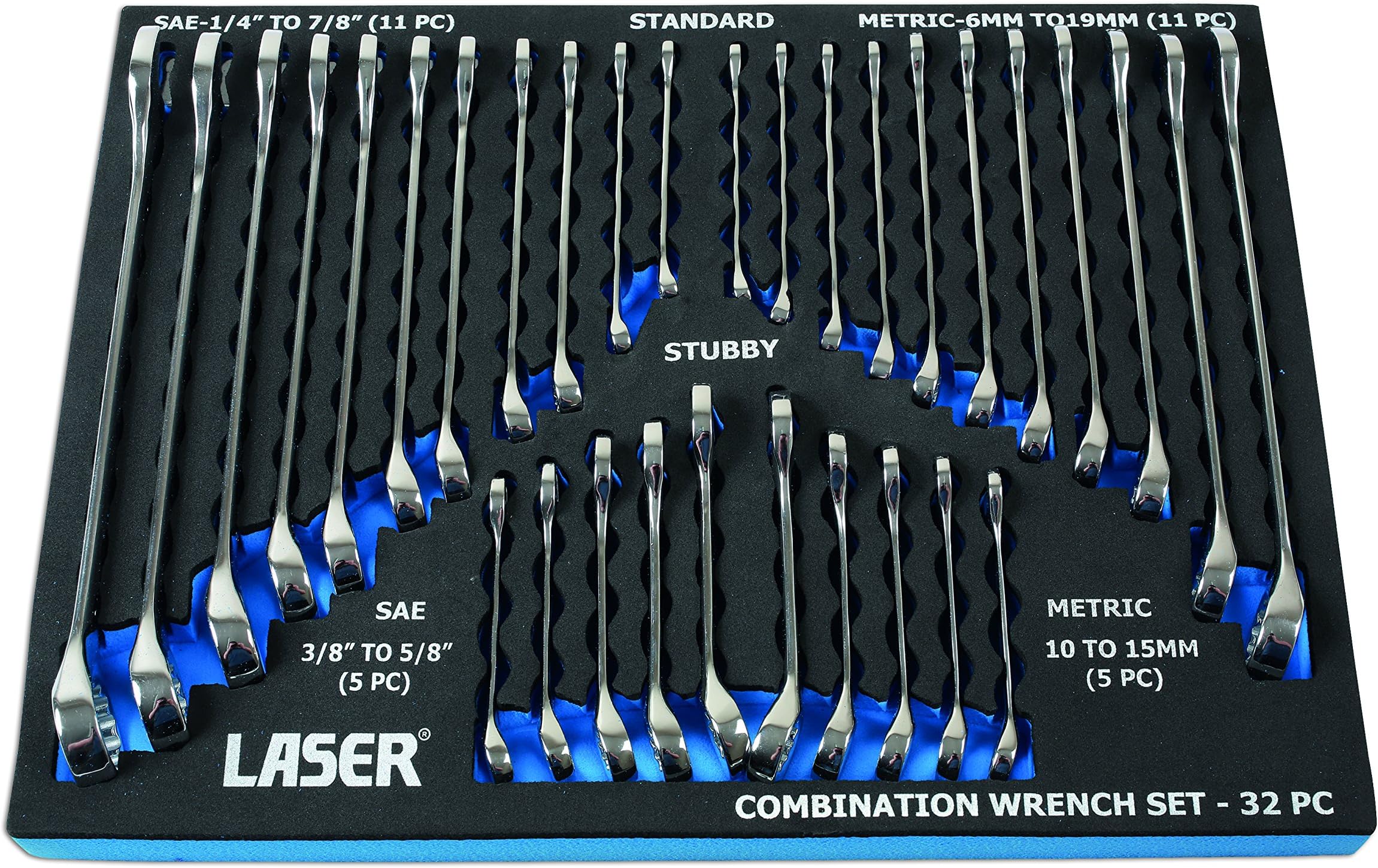 Laser 6795 AF/Metric Combination Spanner Set 32pc, Silver : Amazon.co ...