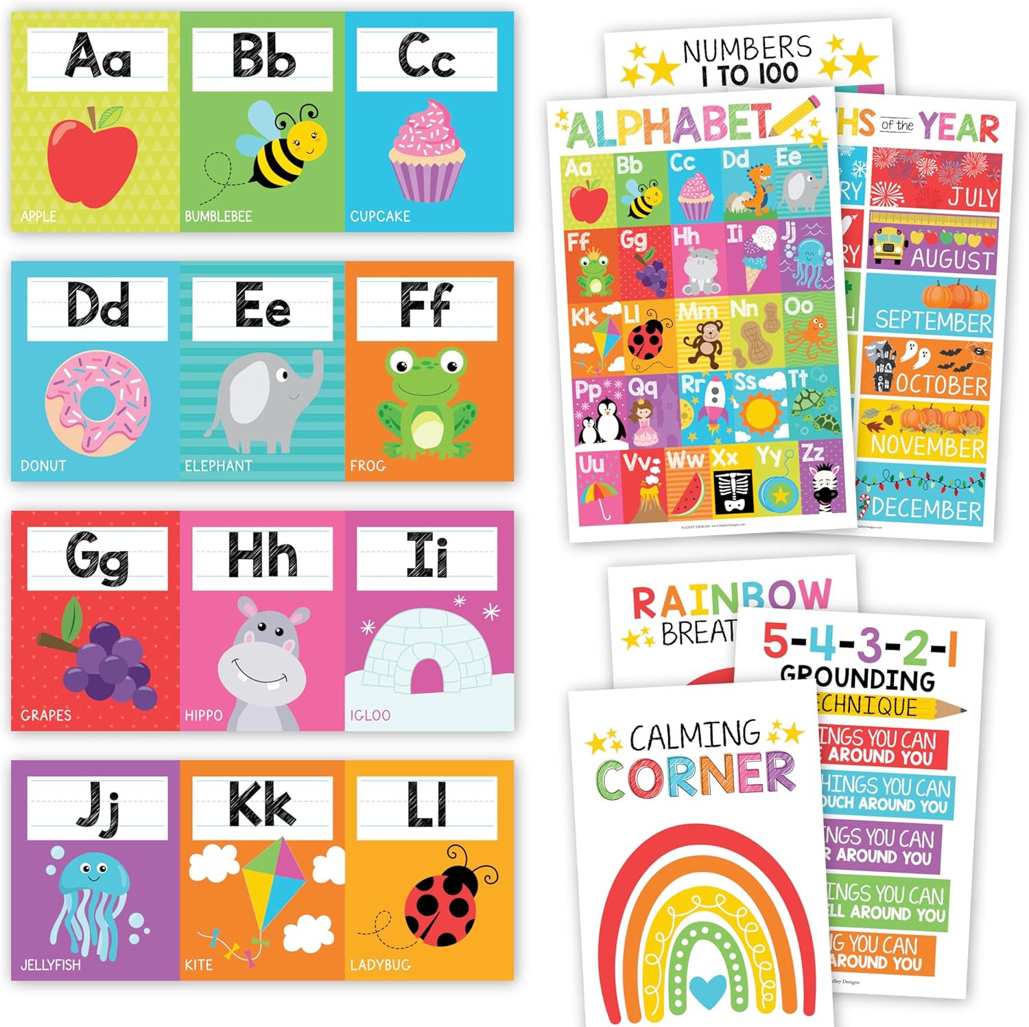 Amazon.com: Hadley Designs 12 Colorful Alphabet For Classroom Wall Line ...