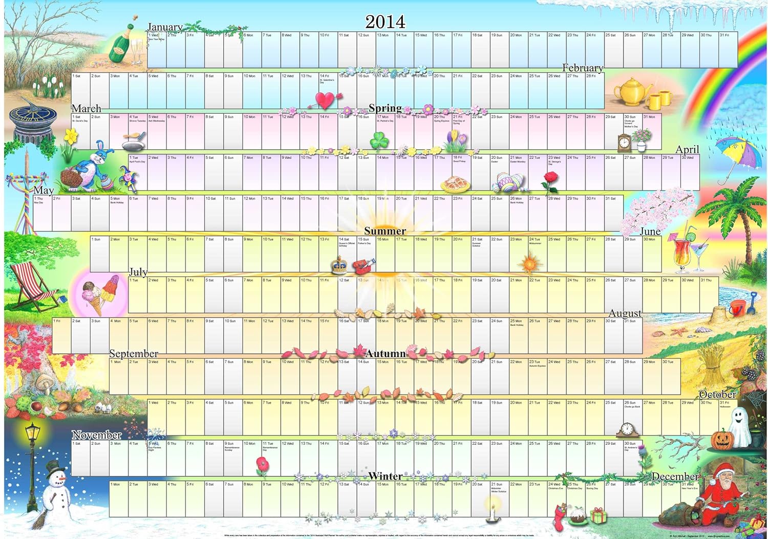 2014 Illustrated Wall Planner / Calendar - A1 Poster size : Amazon.co ...
