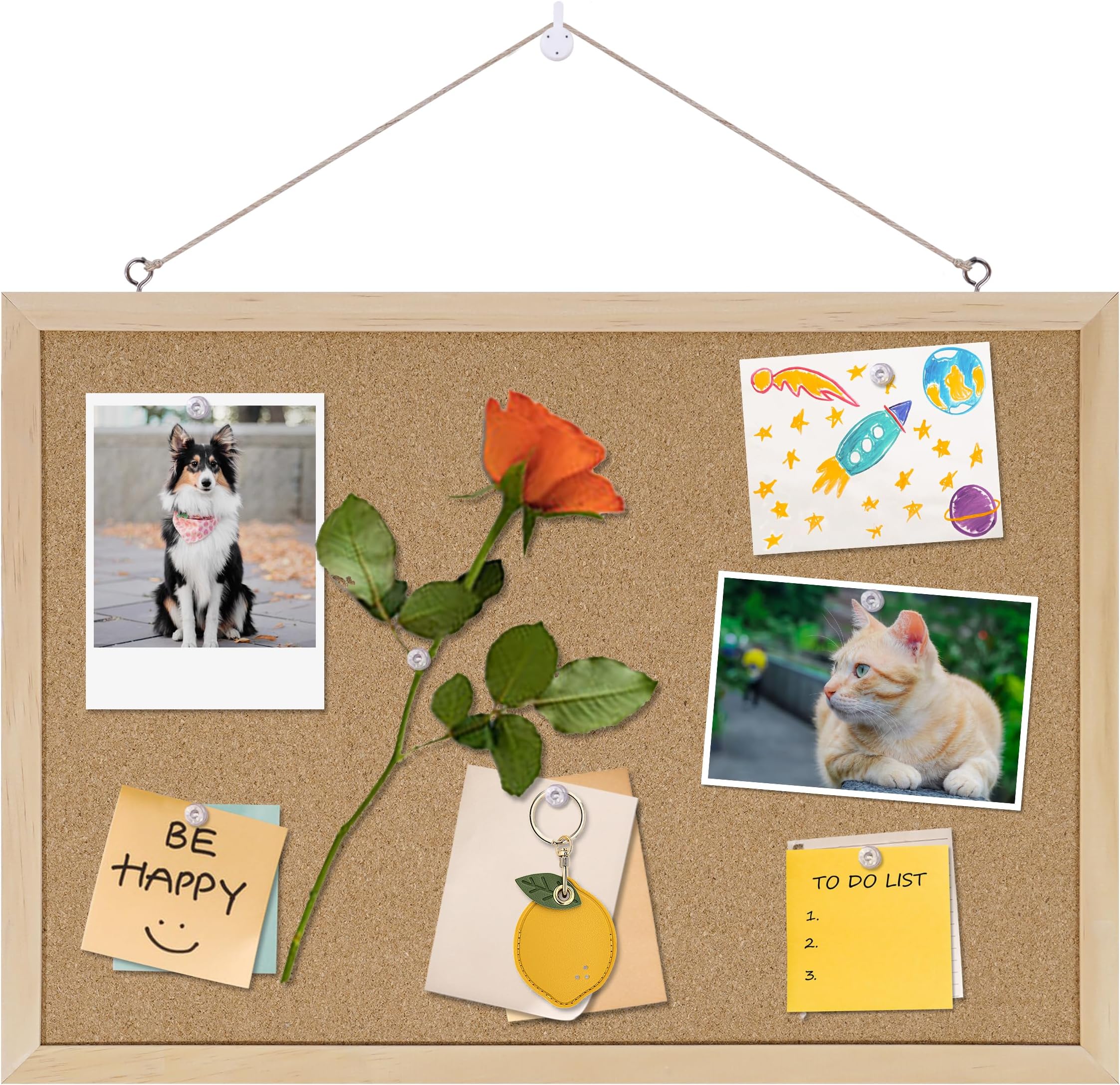 DAHAPYBOO Cork Board Bulletin Board,17"X 12" Cork Board for Office with ...