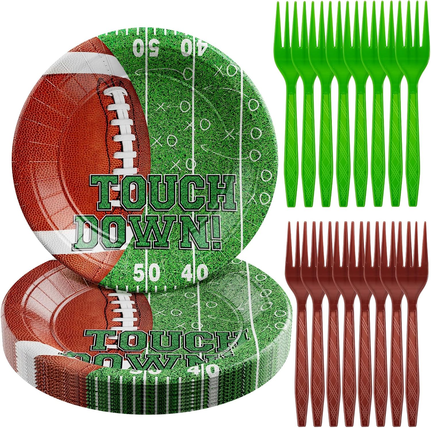 Amazon.com: Football Plates Party Decorations Supplies: 32 PCS Football ...