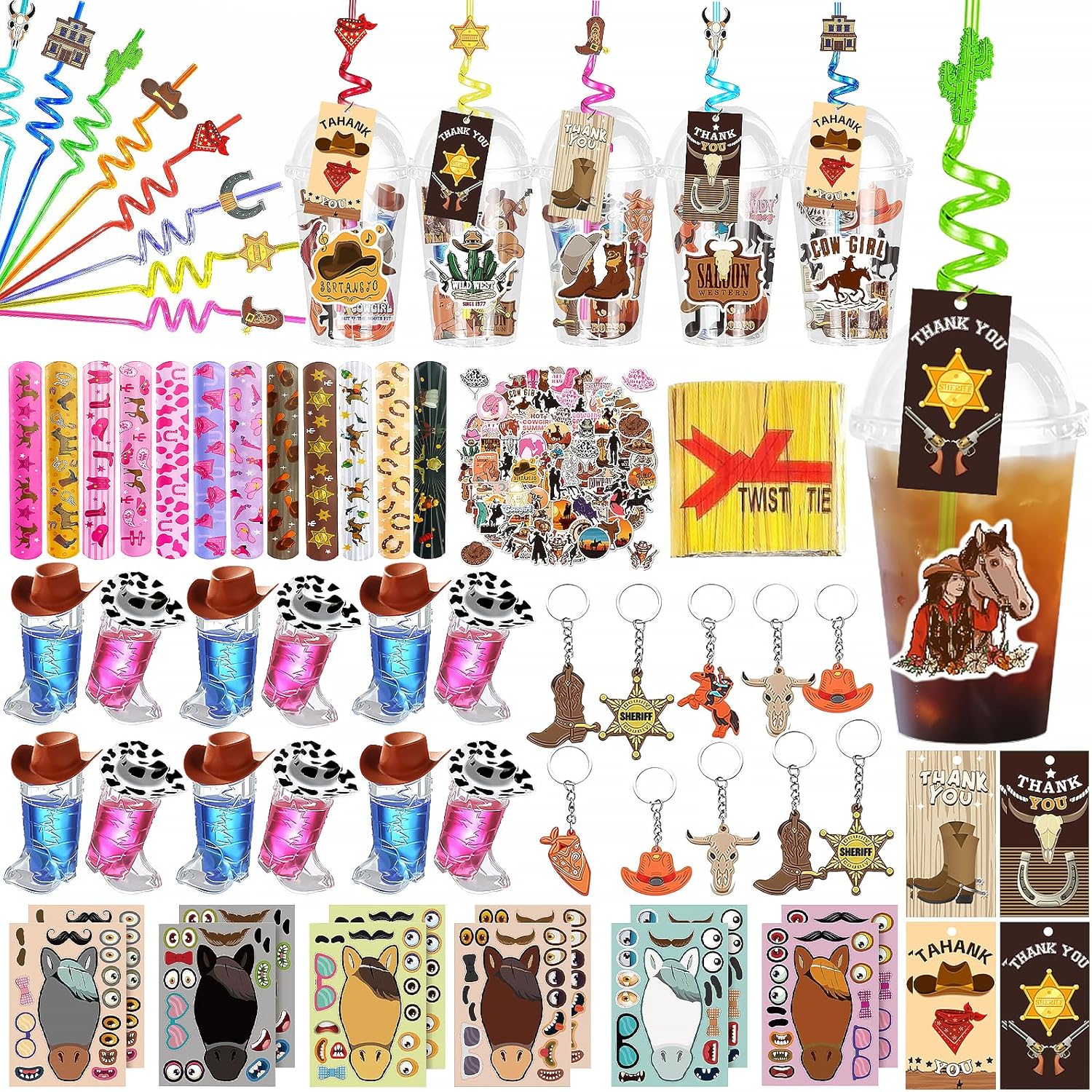 Amazon.com: Cowboy Party Favors, 147 Pcs Western Party Supplies ...
