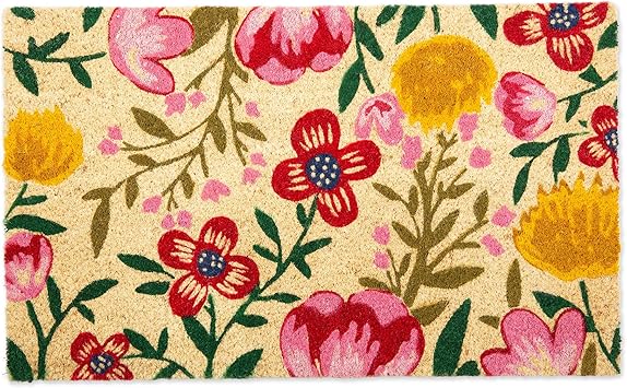 Amazon.com: DII Floral Design Collection Natural Coir Doormat, 17x29 ...