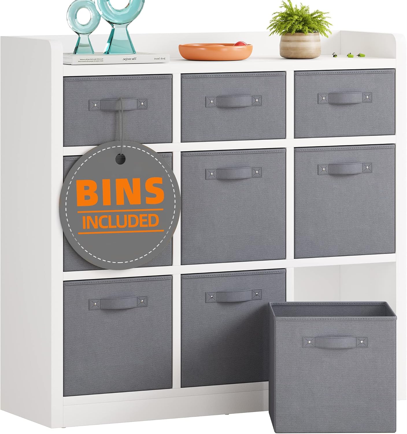 Amazon.com: EnHomee Cube Storage Organizer with Bins Wooden Shelves ...