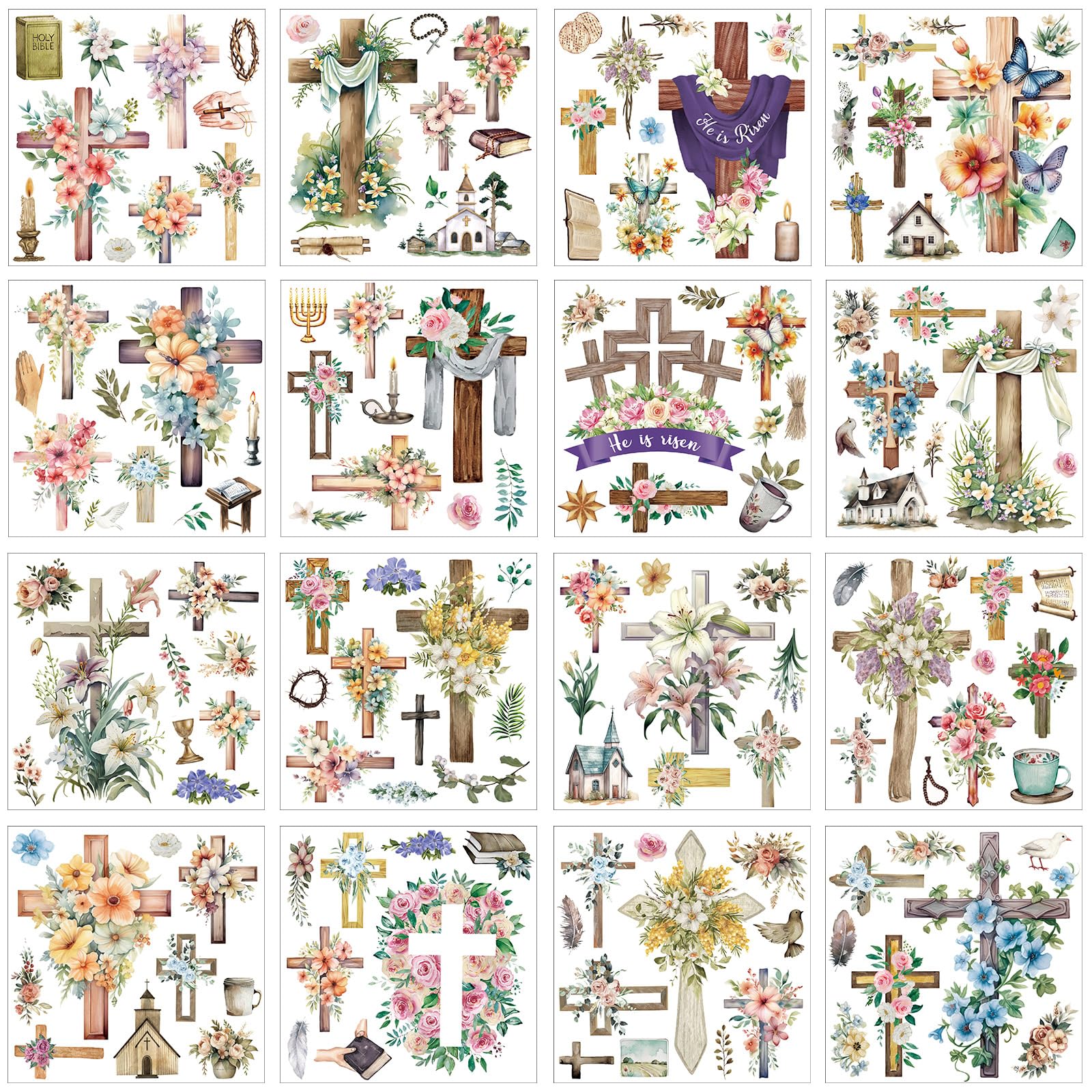 Amazon.com: Dispowreath 16 Sheets Christian Easter Rub on Transfer ...
